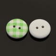 2-Hole Flat Round Tartan Pattern Printed Wooden Sewing Buttons Dyed ...