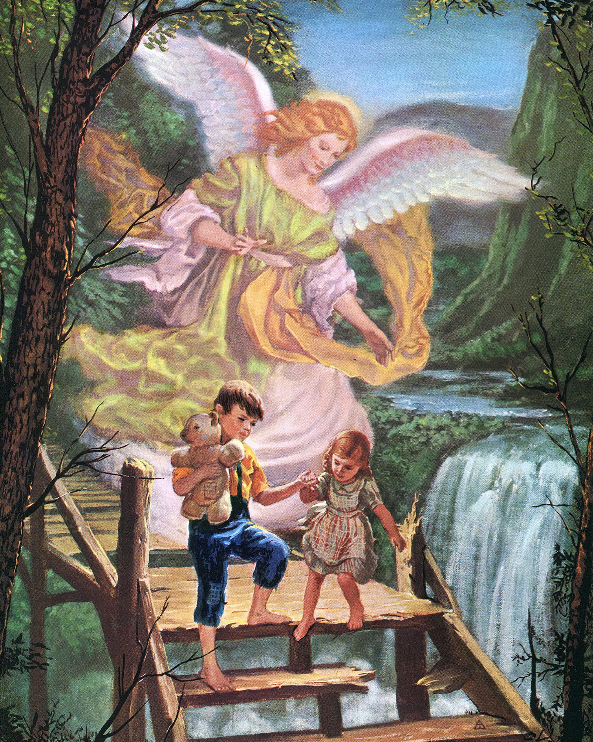 Catholic print picture - GUARDIAN ANGEL 11 - 8" x 10" ready to be ...