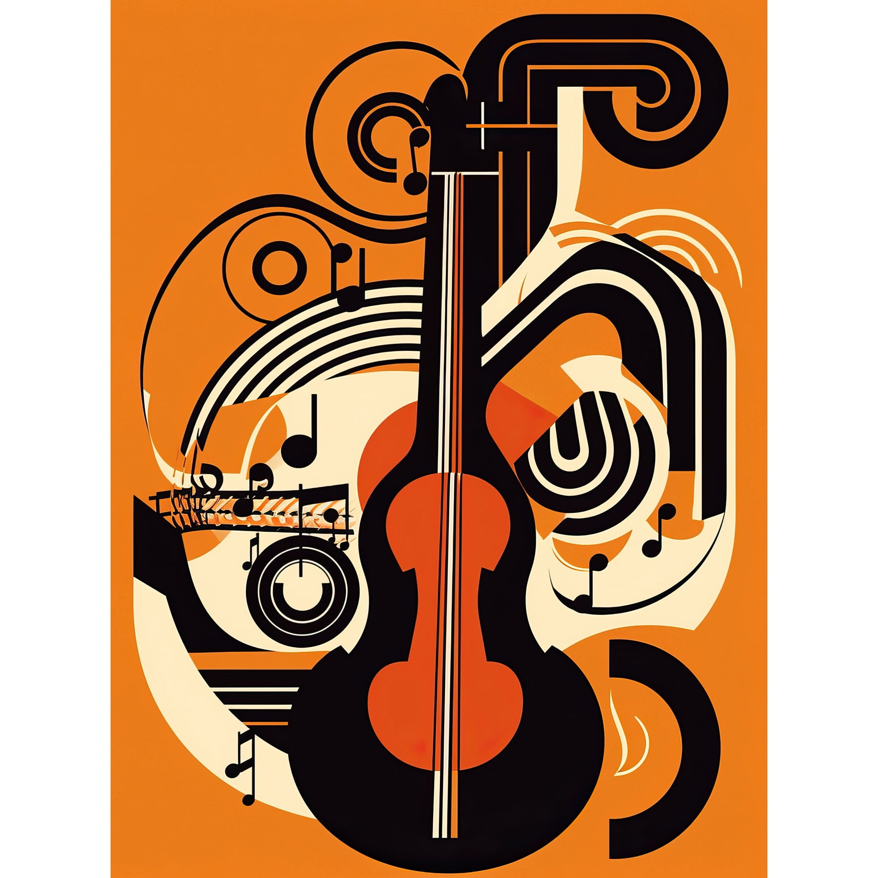 Abstract Guitar Graphic Music Poster Illustration Unframed Wall Art ...