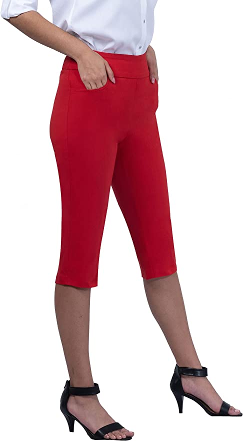 JESSICA RILEY Super Stretch Criss Cross Dress Pull On Capri With Two ...