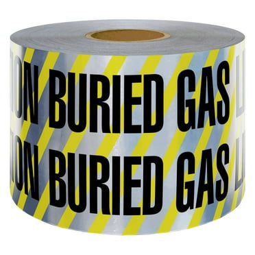 Presco U.S. Made Underground Detectable Tape: 6 in. x 1000 ft. (Red with Black "CAUTION BURIED ...