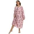 WBQ Womens Long Nightgown Floral Night Dress With Long Sleeve for Ladies Plus Size Sleep Shirts ...