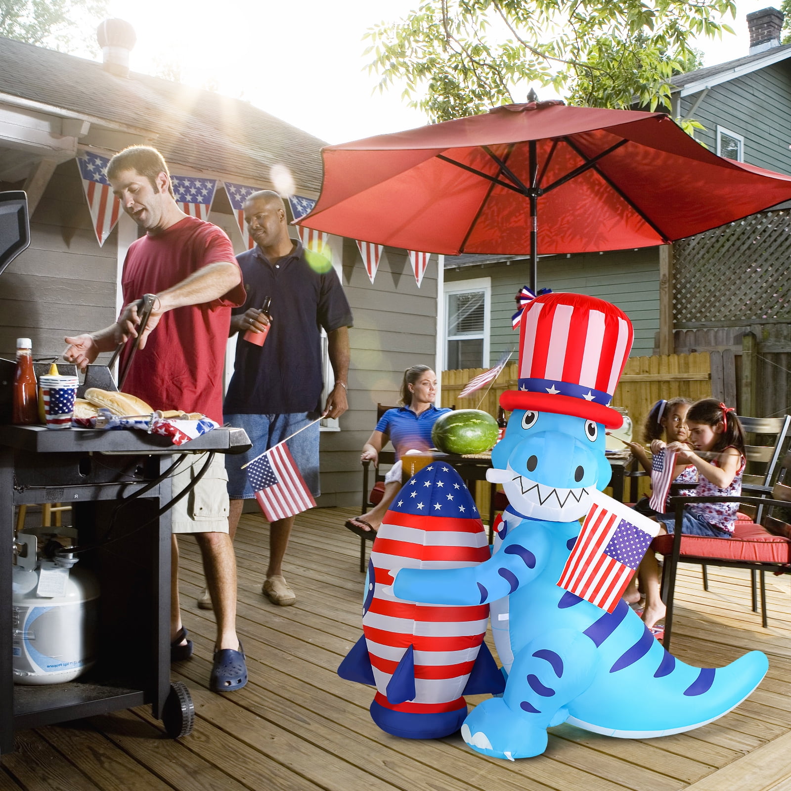 Zimtown 5FT Independence Day 4th of July Inflatable Decoration LED Blow ...