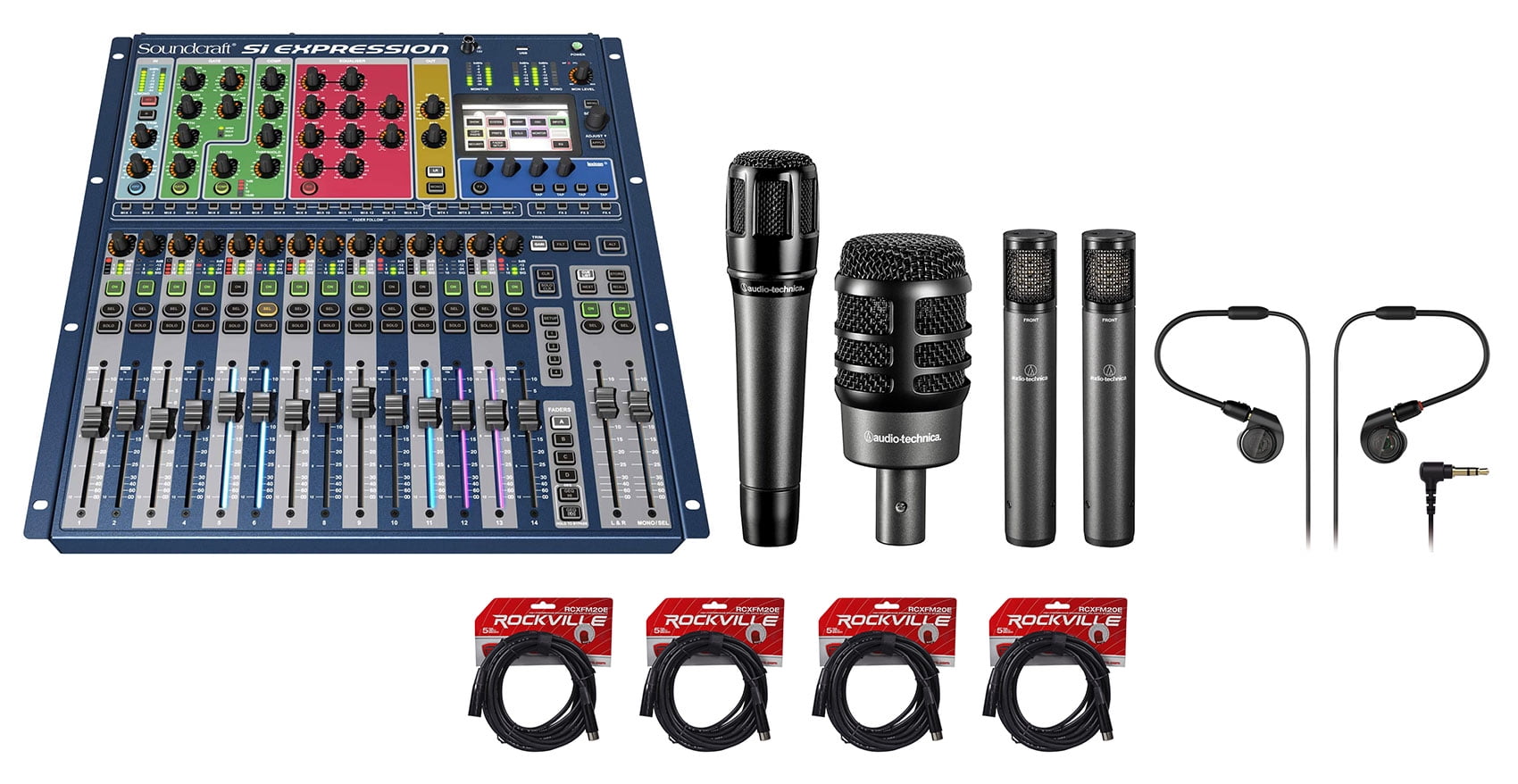 Soundcraft Si Expression 1 DSP Mixer+Audio Technica Drum Mics+In-Ear ...