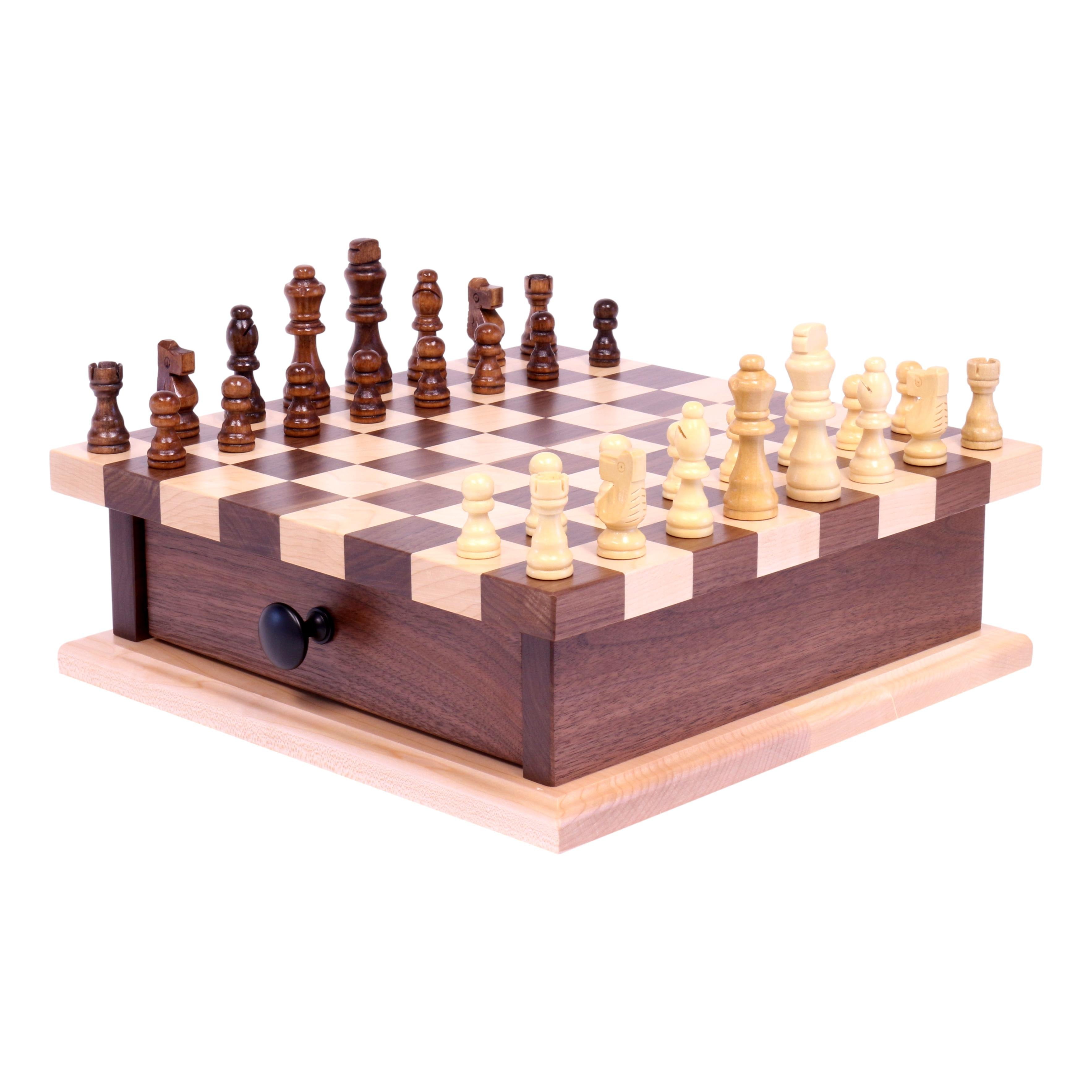 AmishToyBox.com Deluxe Chess/Checkers Wooden Game Board Set - with ...