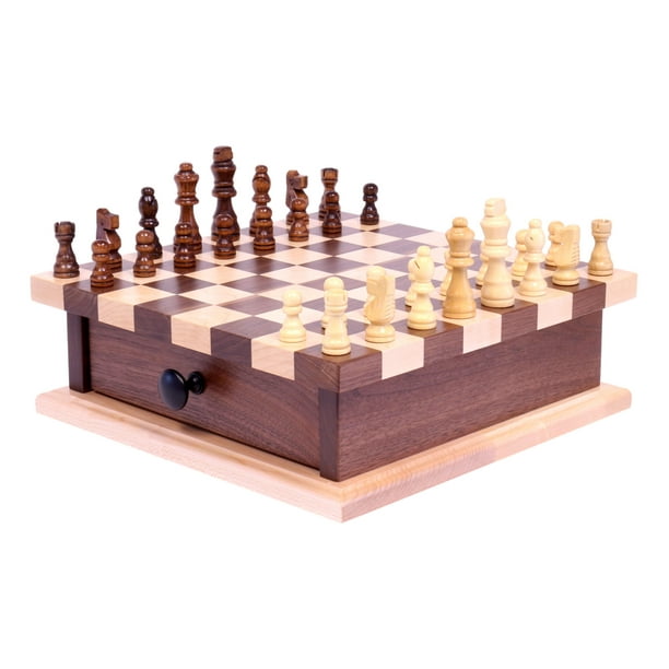 AmishToyBox.com Deluxe Chess/Checkers Wooden Game Board Set - with ...