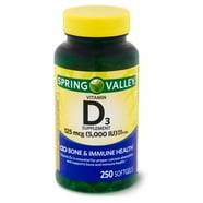 Spring Valley Omega-3 Fish Oil + Vitamin D3 1000 IU Softgels, Maximum ...