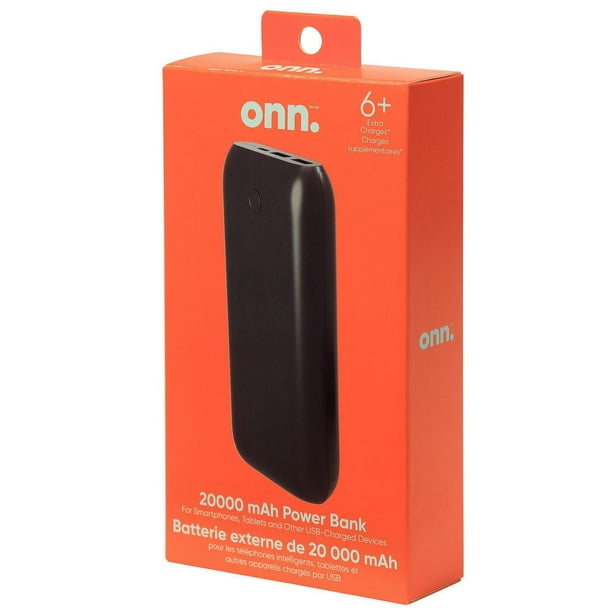 onn. 20000 mAh Power Bank For Smartphones Tablets and Other USB Charged Devices 6 extra charges Walmart