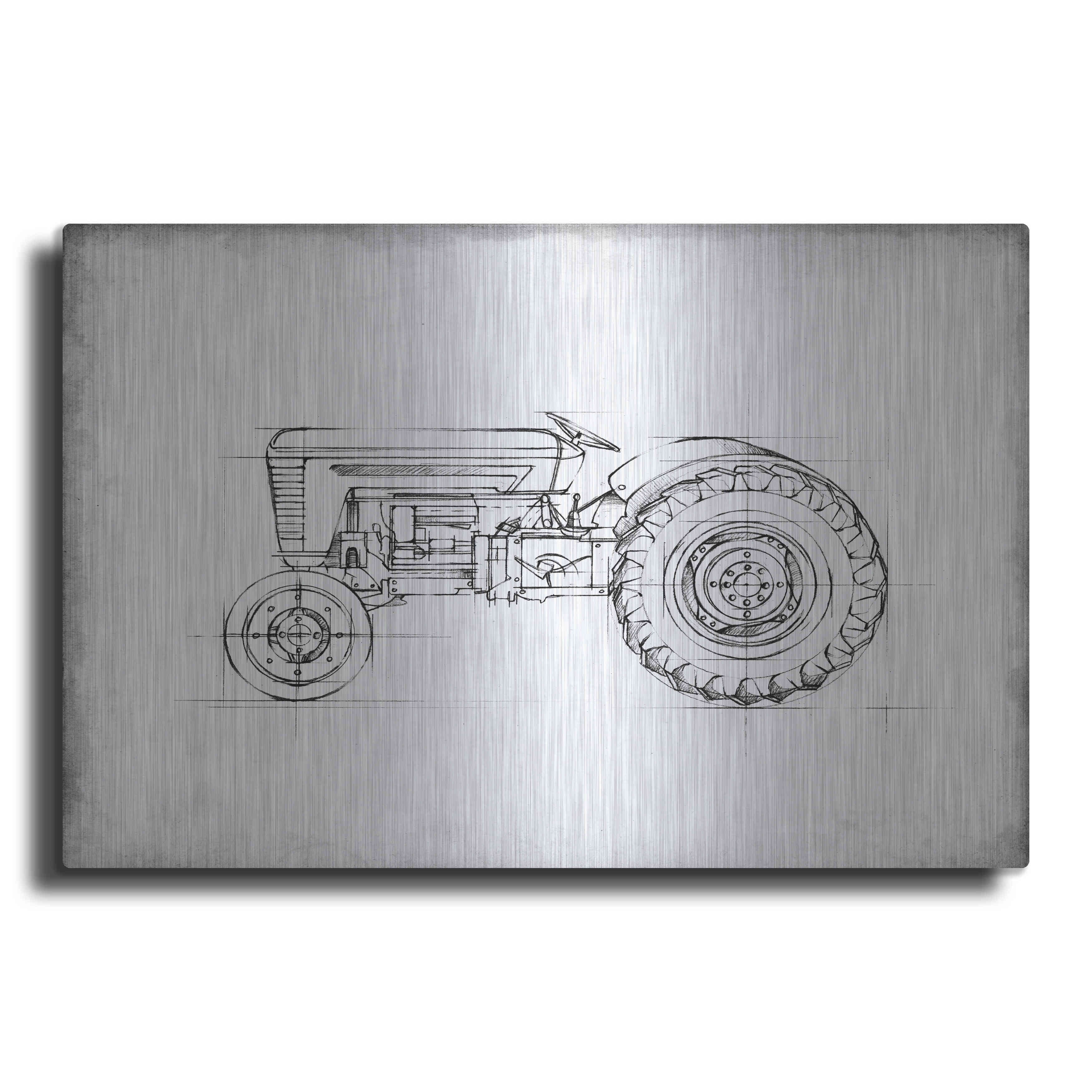 Luxe Metal Art 'Inverted Tractor Blueprint I' by Ethan Harper, Metal ...