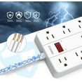 Power Strip with USB,Surge Protector Flat Plug with 8 Widely Spaced ...