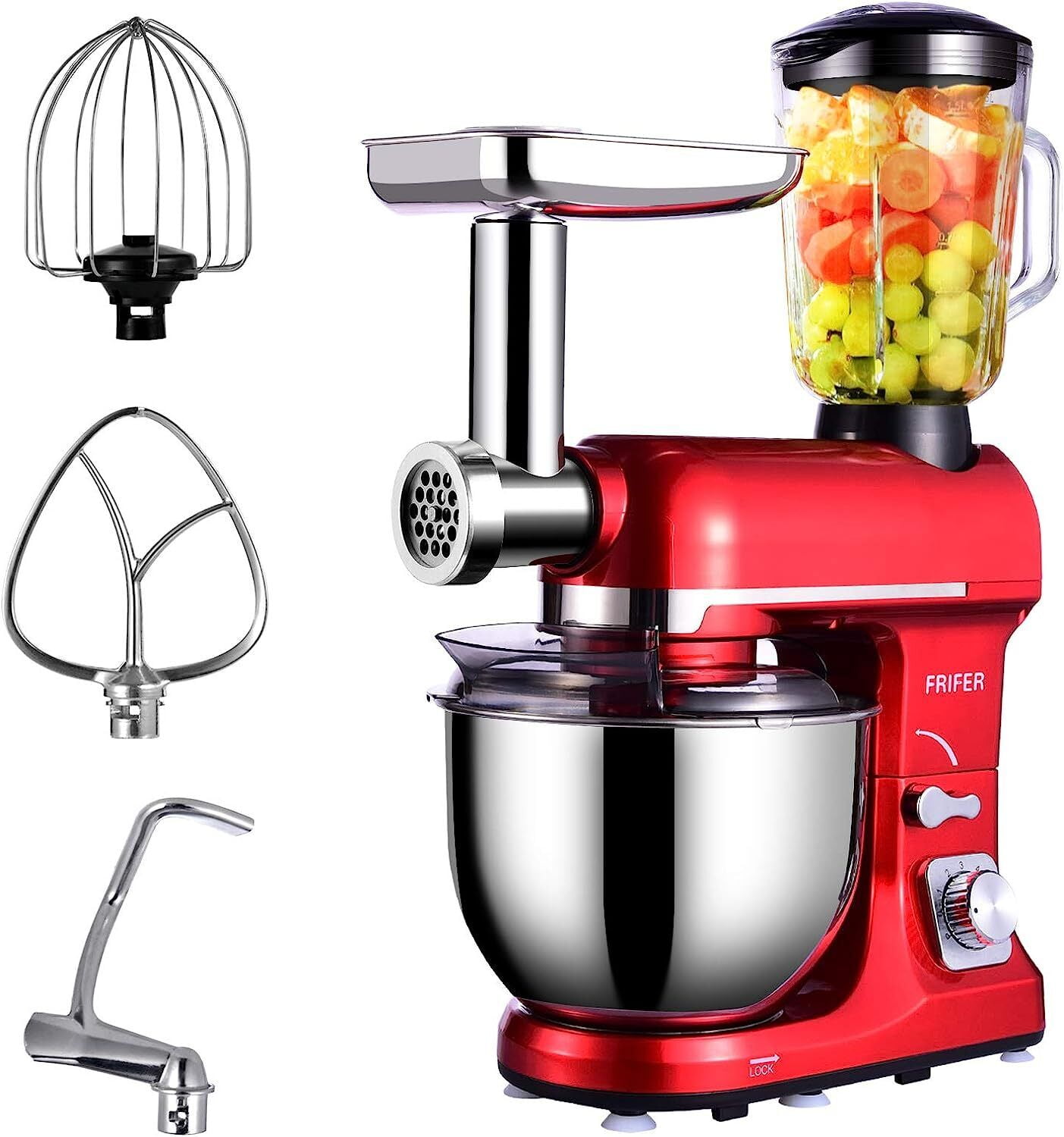 FRIFER 3-in-1 660W 6-speed 9.5QT kitchen Stand Mixer juicer Food &Meat ...
