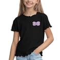 CHEEREAM Girls Causal T-Shirt Ruffle Crew Neck Bow Knot Decorated Tops ...