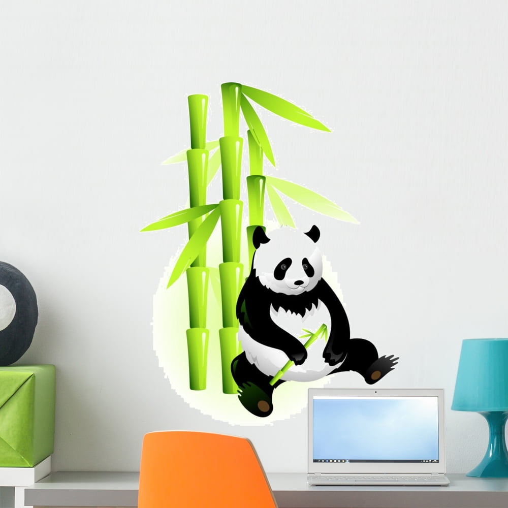 Bamboo and Panda Wall Decal Mural by Wallmonkeys Vinyl Peel and Stick ...