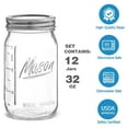 Wide Mouth Mason Jars 32 oz - 12 Pack Large Glass Mason Jars with ...
