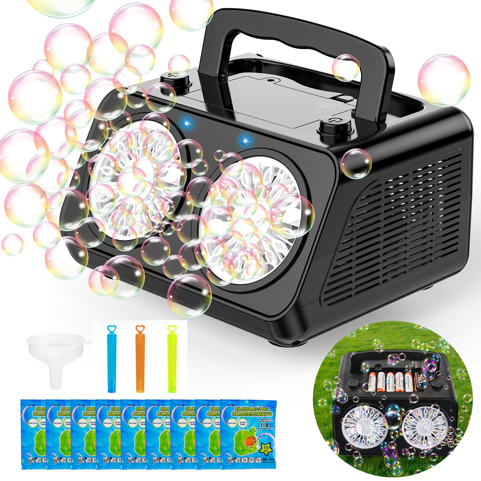 FOCUSSEXY Bubble Machine,Automatic Bubble Blower with 2 Speed Levels ...