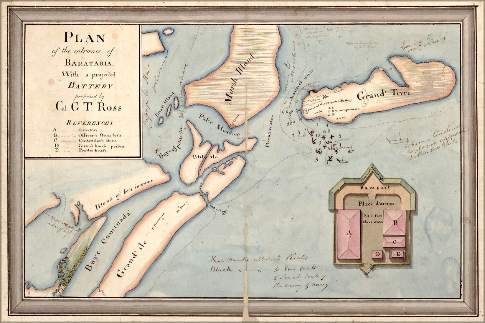 24"x36" Gallery Poster, map of Barataria Bay louisiana War of 1812 ...