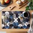 Blue Black Wavy Cotton Linen Placemats Set of 4, Medieval Abstract ...