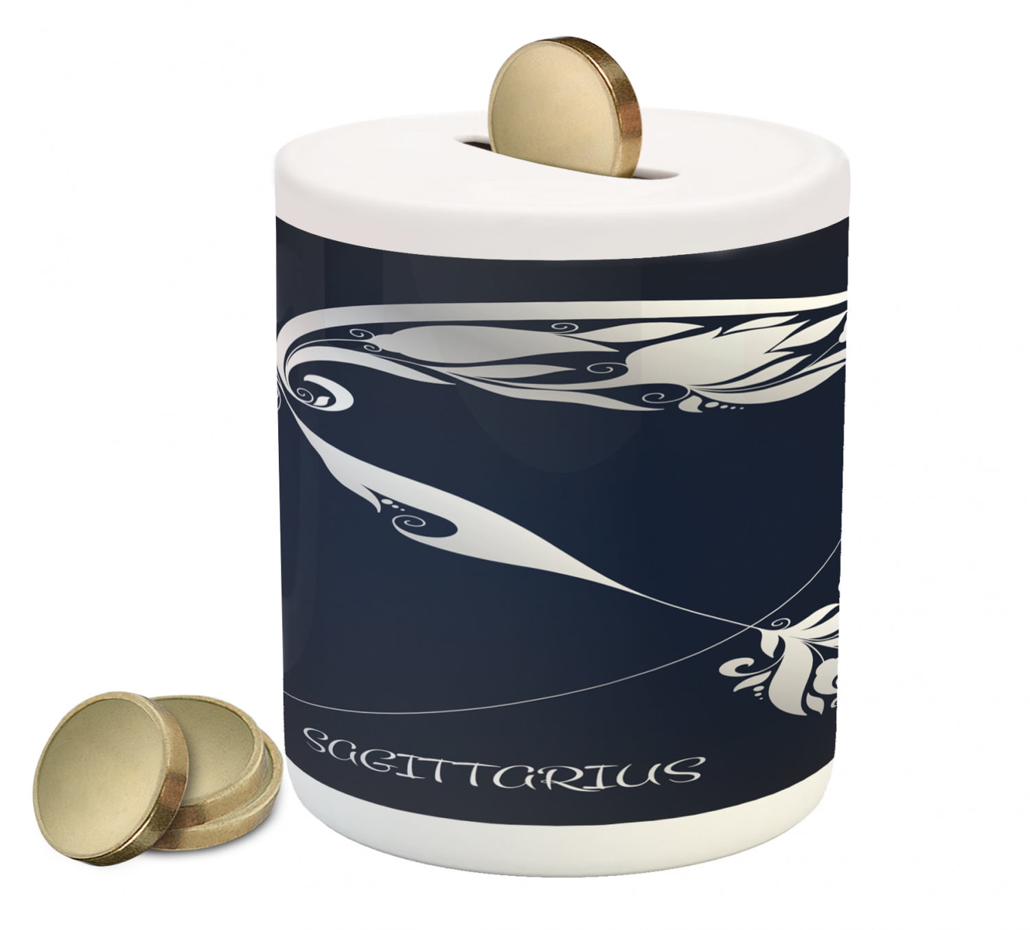 Zodiac Piggy Bank, Astrology Sign Sagittarius with Flower Images ...