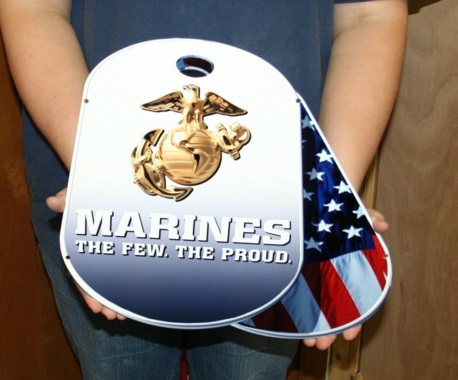 USMC Dog Tags w/ Enlisted EGA Metal Wall Hanging Sign : 14" x 13 ...