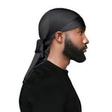 WavEnforcer Premium Do-Rag Black 100% Polyester Large Band Long Tail ...