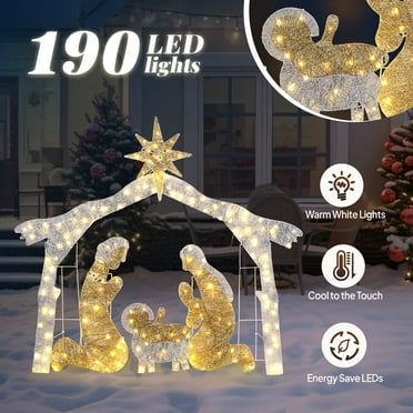 SalonMore 6Ft LED Lighted Christmas Nativity Set, Yard Outdoor Nativity ...