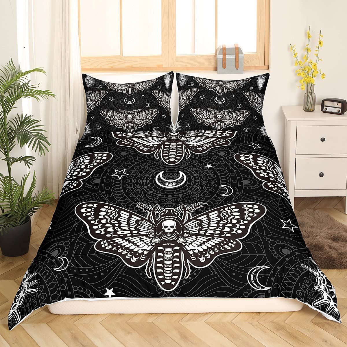 Home & Living Moth Flower Duvet Cover Bohemian MOTH Quilt Cover ...