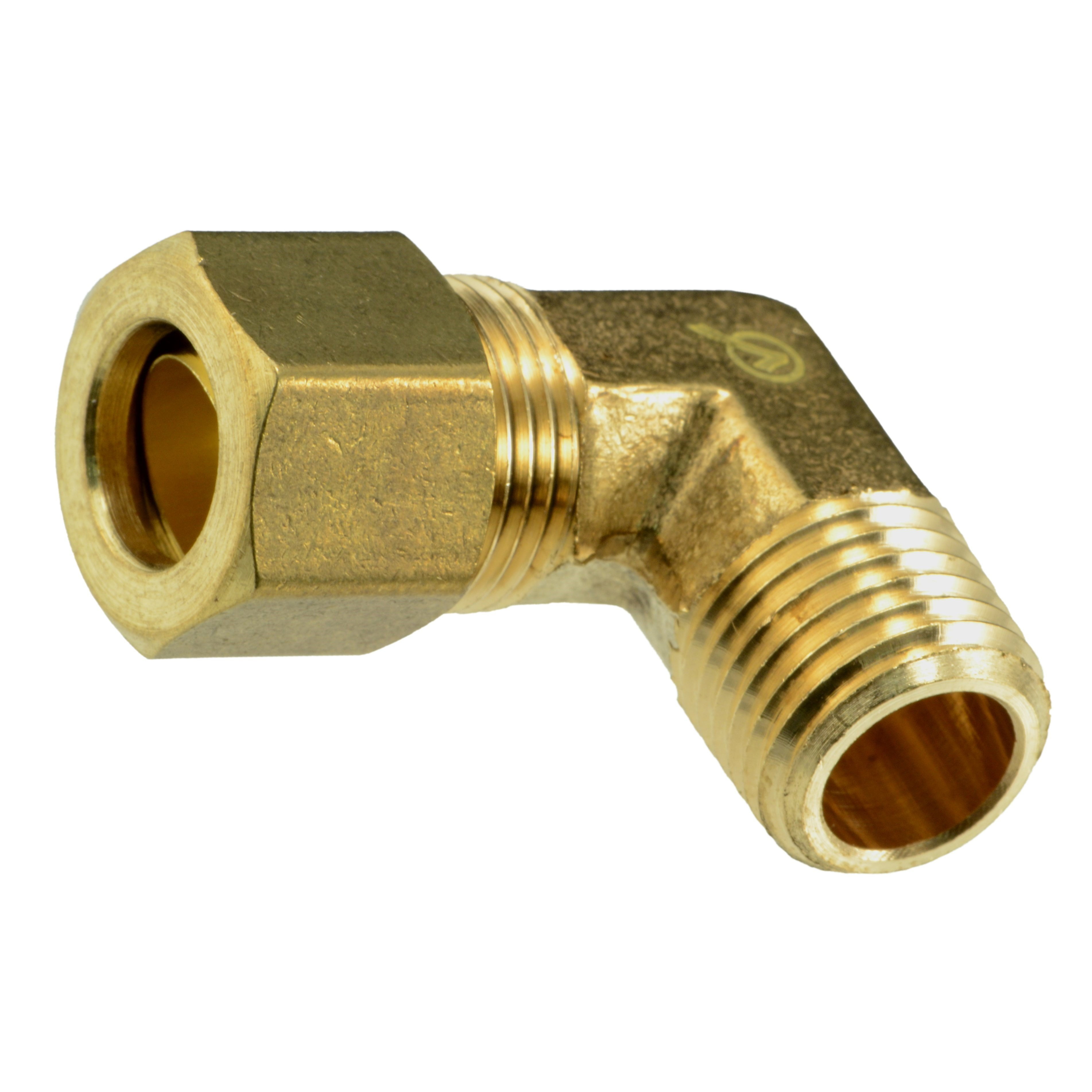 3/8" OD x 1/4MIP Brass Compression Pipe Elbows (2 pcs.) - Walmart.com