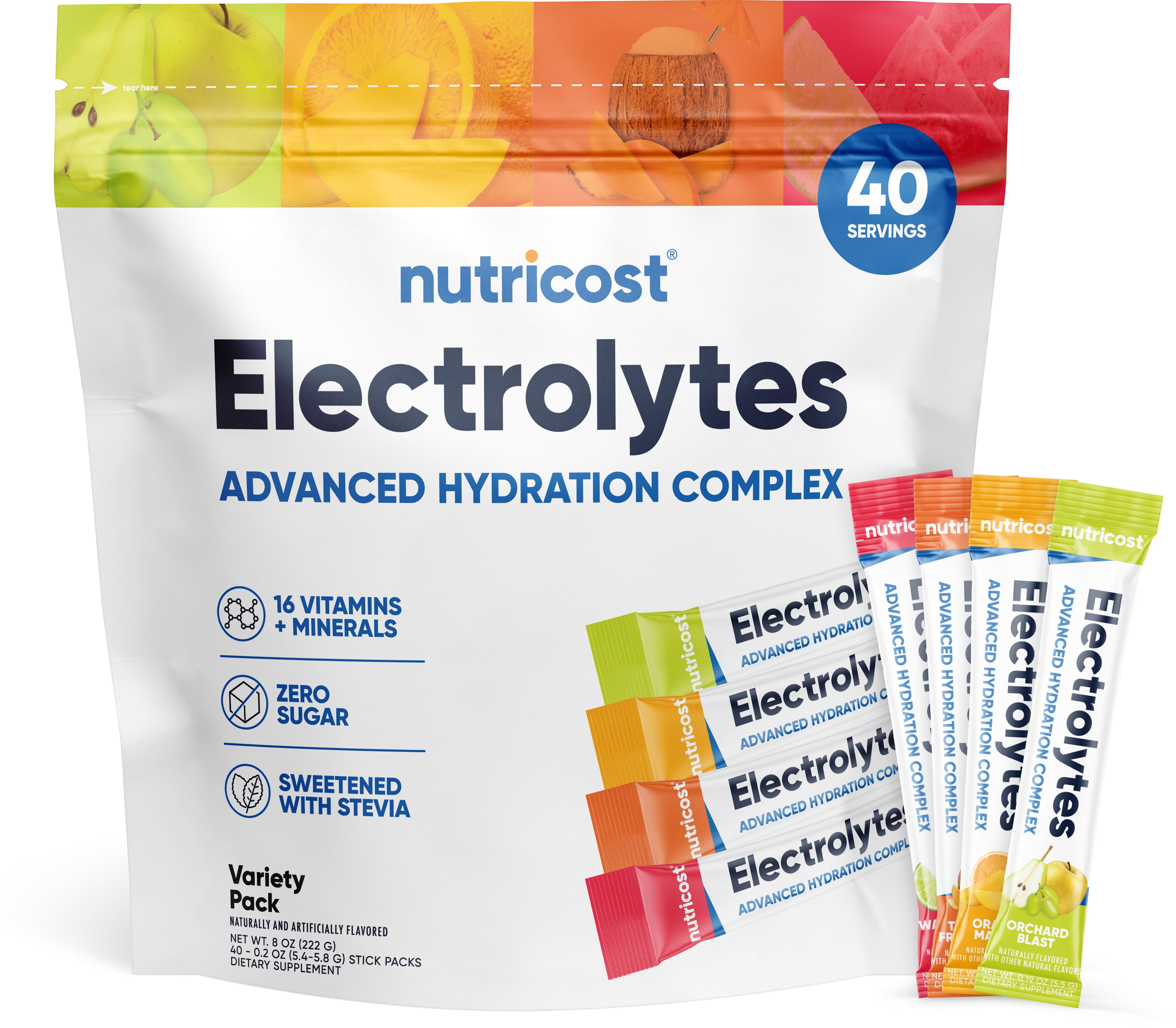 Nutricost Electrolytes Powder Hydration Packets (Variety Pack, 40 ...