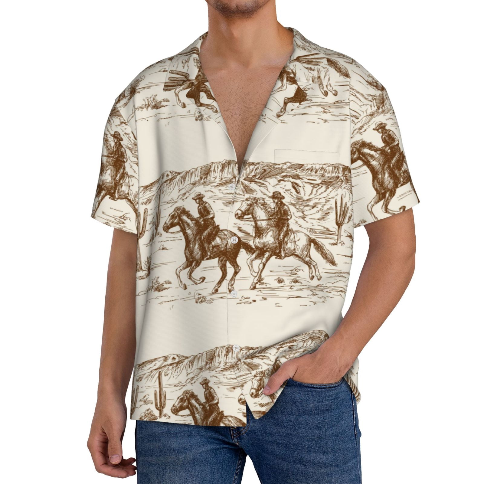Balery Western Desert Cowboys1 Camisa Casual de Manga Corta con Botones ...