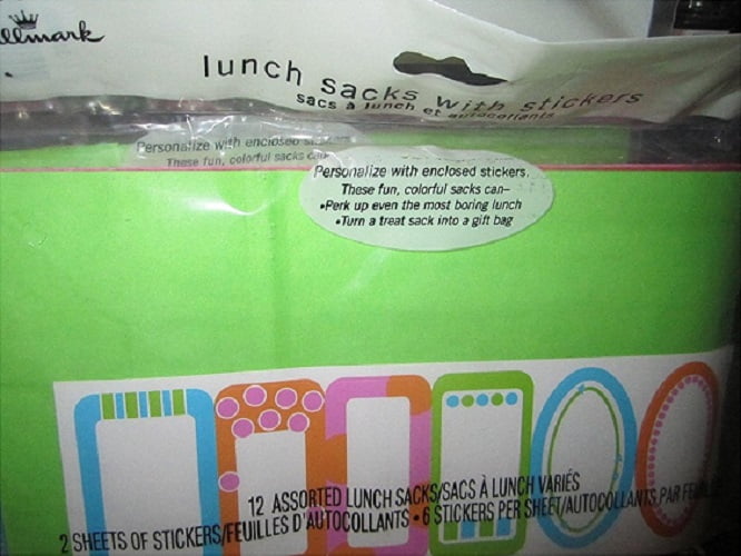 Hallmark Expressions Lunch Sacks with Stickers 12 Assorted Colors ...