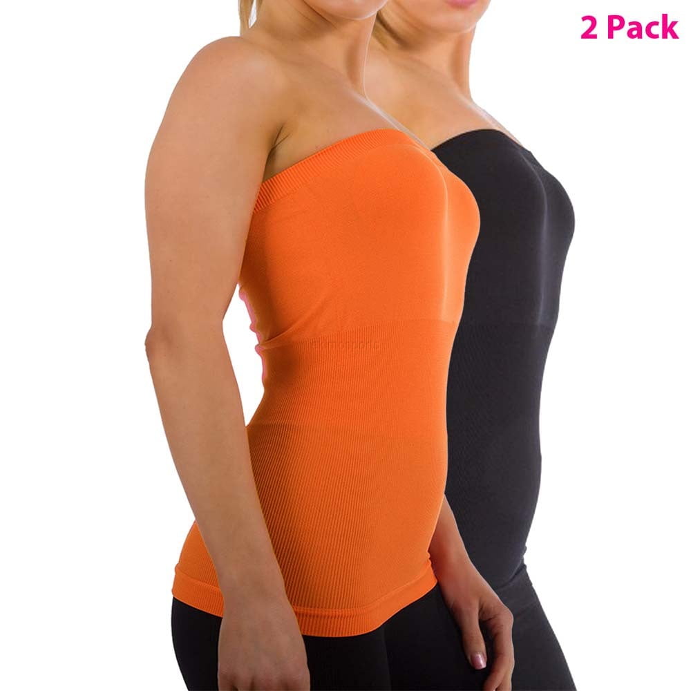 2 Pack Women Sleeveless Strapless Tube Top Long Bandeau Basic Summer