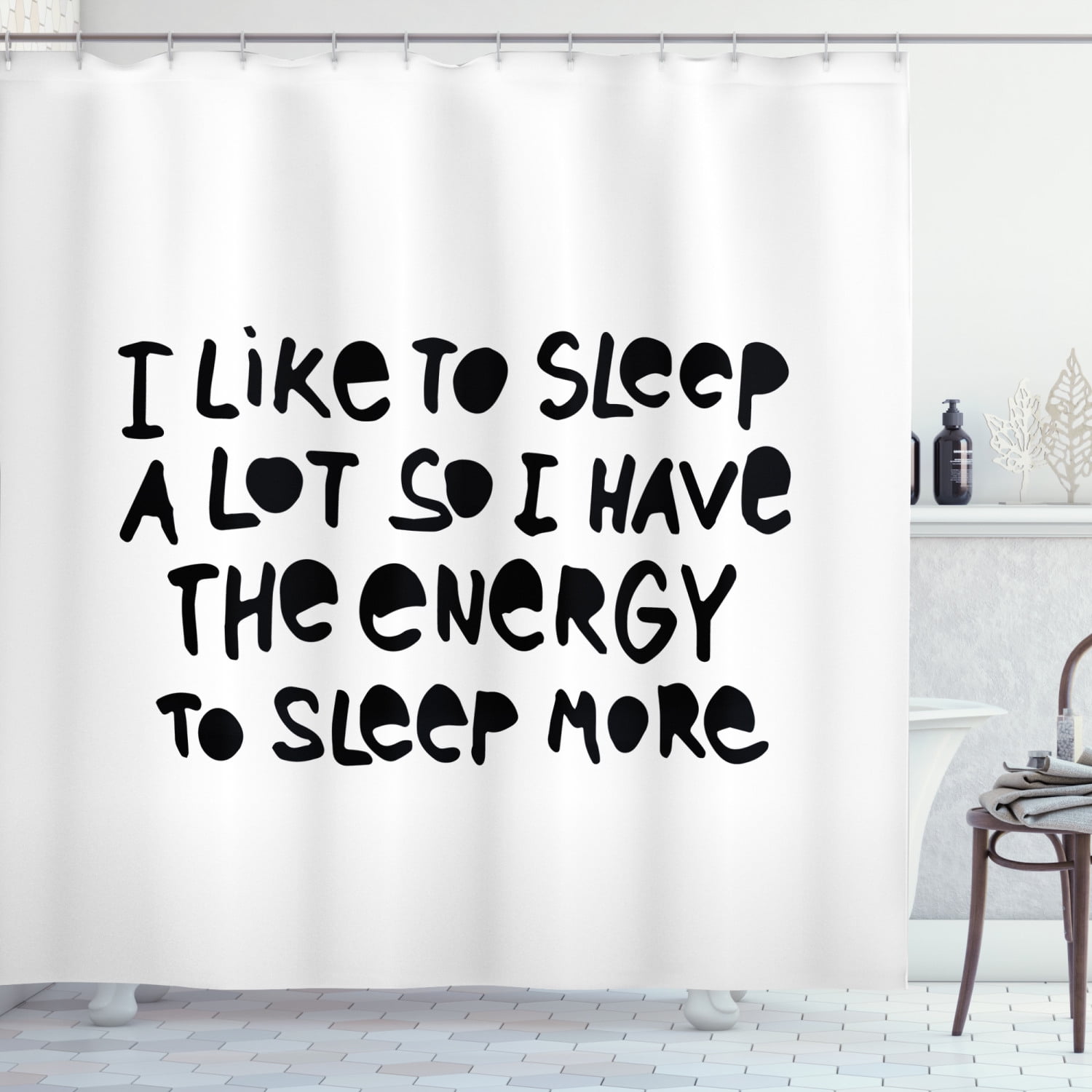 Sleep Shower Curtain, Calligraphy Inspiration Doodle Graphic Design ...