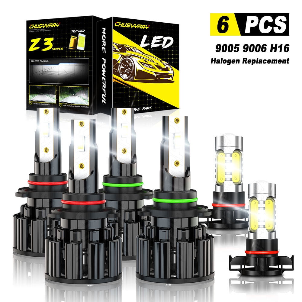 LED Headlight Bulbs 9005 9006 Hi+Lo Beam+H16/5202 Fog Lights Plug&Play ...