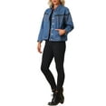 Free Shipping! Allegra K Beads Fringe Denim Jacket for Women's Button ...