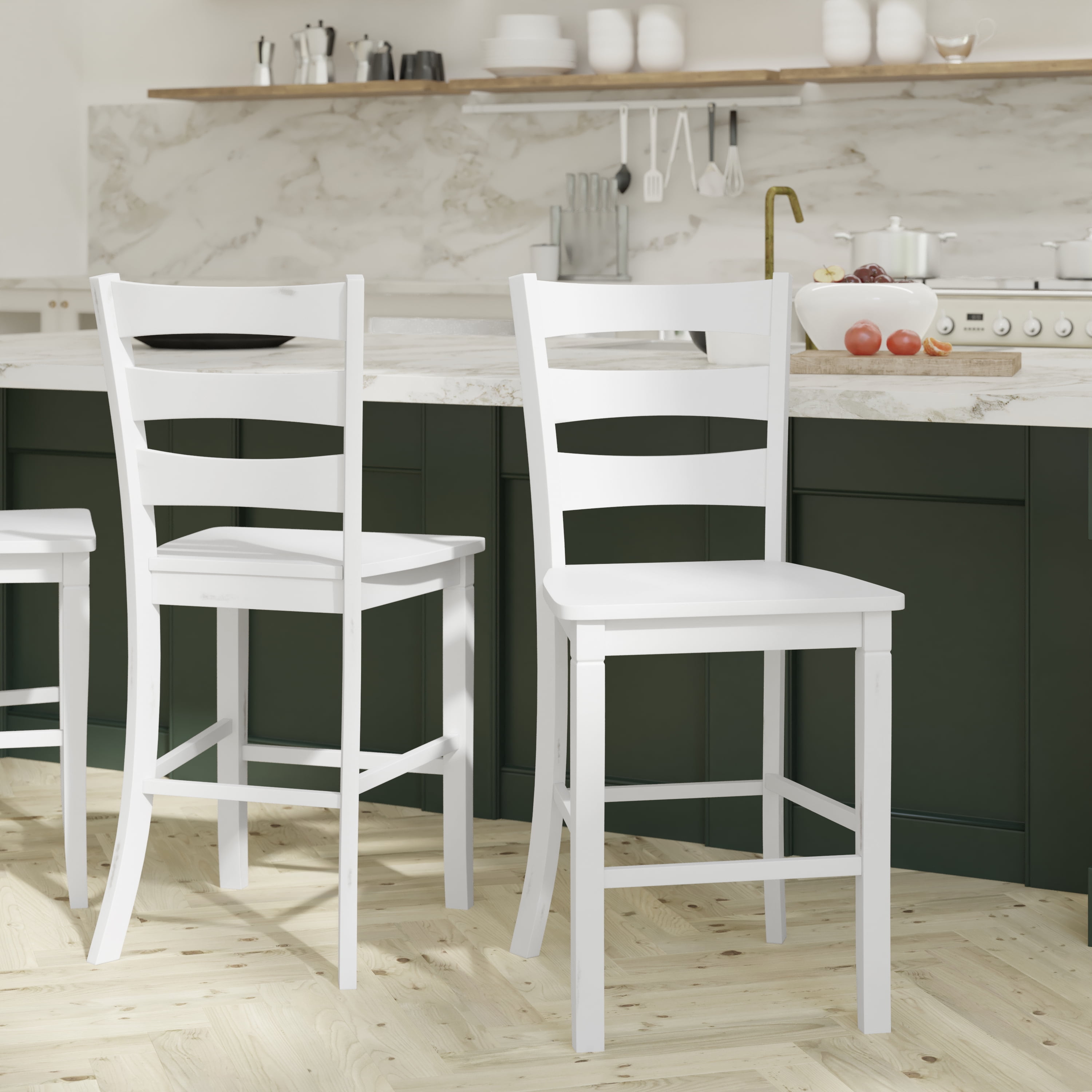 Emma + Oliver Set of 2 Classic Wood Counter Height Dining Stool in ...