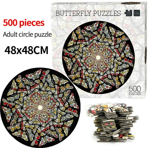 500 Piece Round Jigsaw Puzzle for Kids kids DIY Adults DIY Butterflies ...
