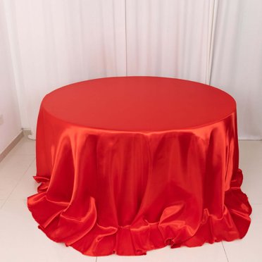 Efavormart 132 Inch Satin Round Tablecloth, Washable Linen Table Cover ...
