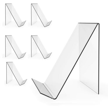 6 PCS Acrylic Book Stand with Ledge, Clear Acrylic Display Easel ...