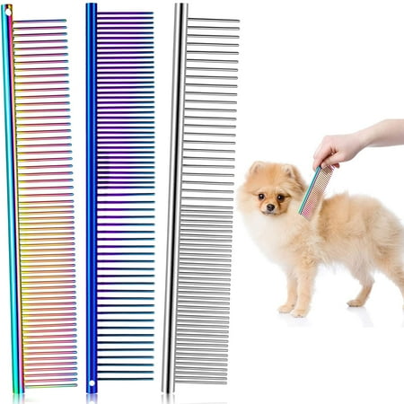 Pet Combs for Dogs, Stainless Steel Dog Comb with Rounded Teeth, Metal ...