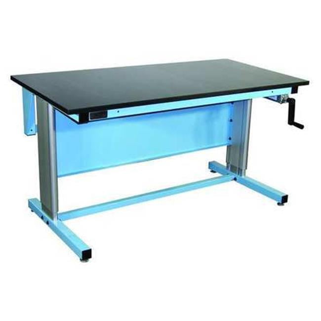 Ergo-Line Workstation, Black Epoxy Resin, Light Blue Frame - 72 x 30 x ...