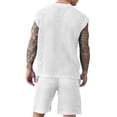 AGKIZG Men's Solid Color Sleeveless Hollow Out Top and Shorts Casual 2 ...