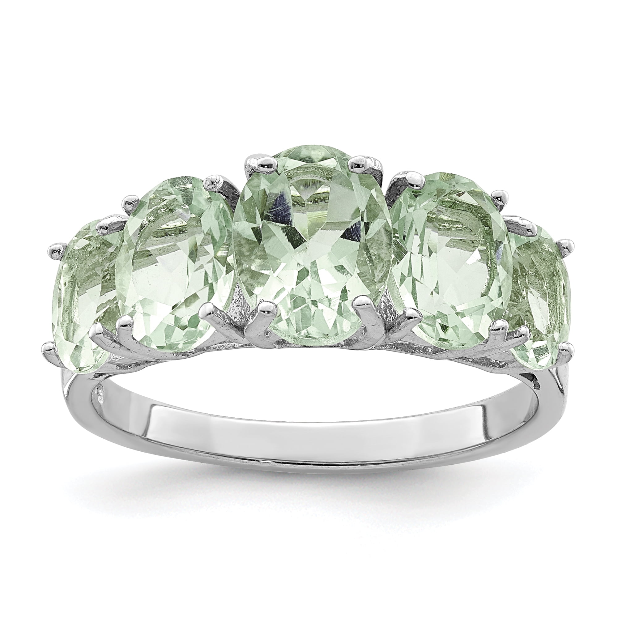 925 Sterling Silver Green Quartz Band Ring Size 7.00 Stone Gemstone ...