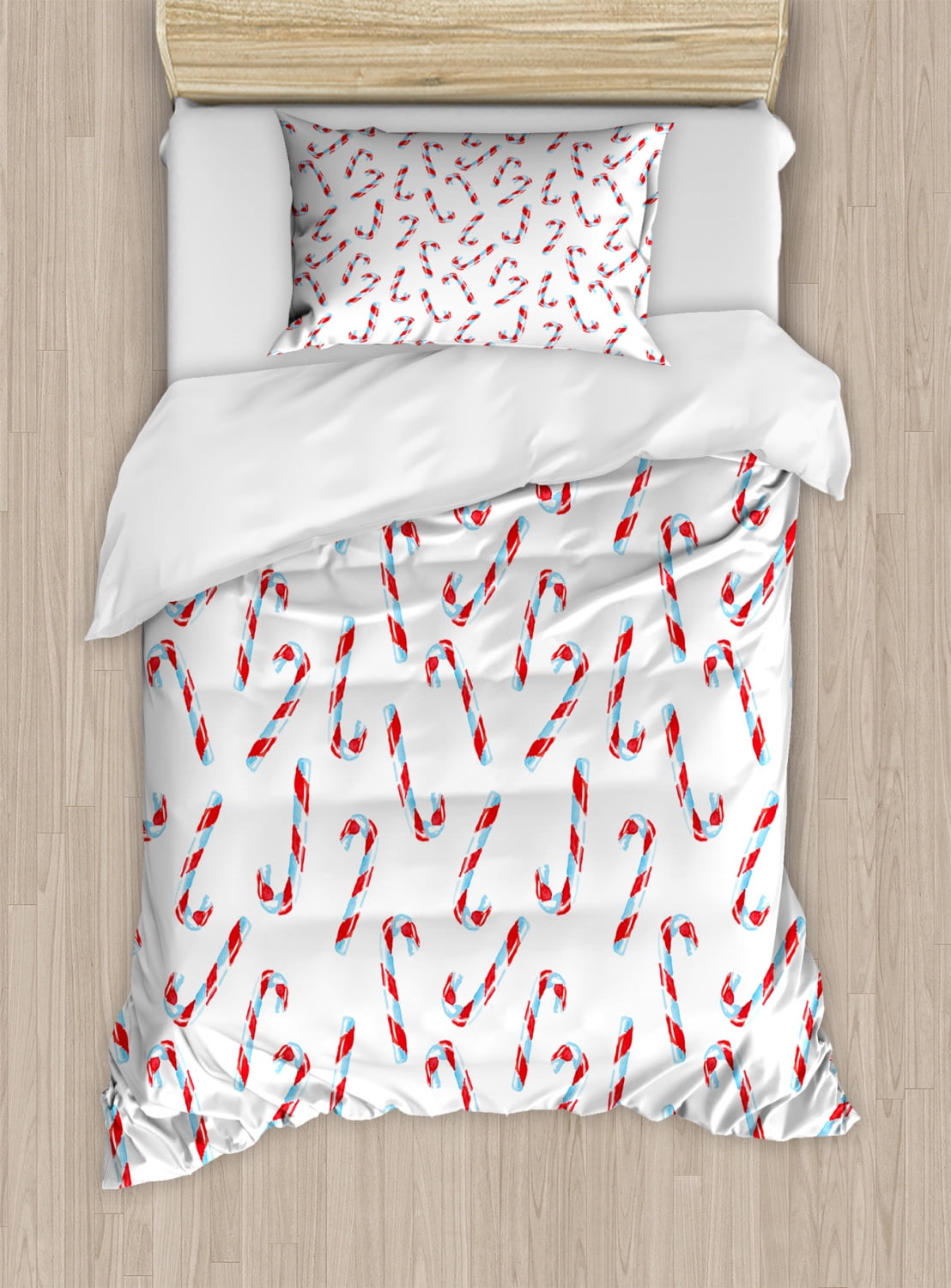 Candy Cane Twin Size Duvet Cover Set, Aquarelle Style Sweets ...