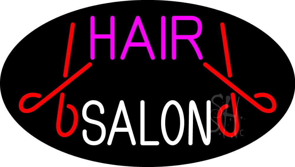 Blue Hair Salon With Scissor LED Neon Sign 13 x 24 - inches, Black ...