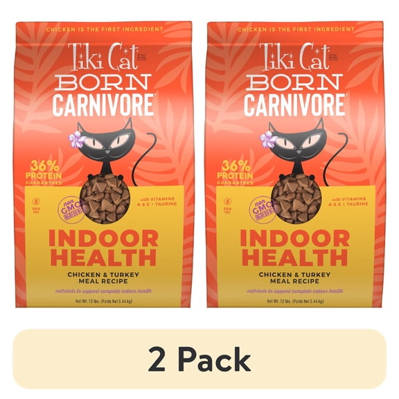 (2 pack) Tiki Cat Born Carnivore Indoor Health Dry Cat Food, Chicken ...