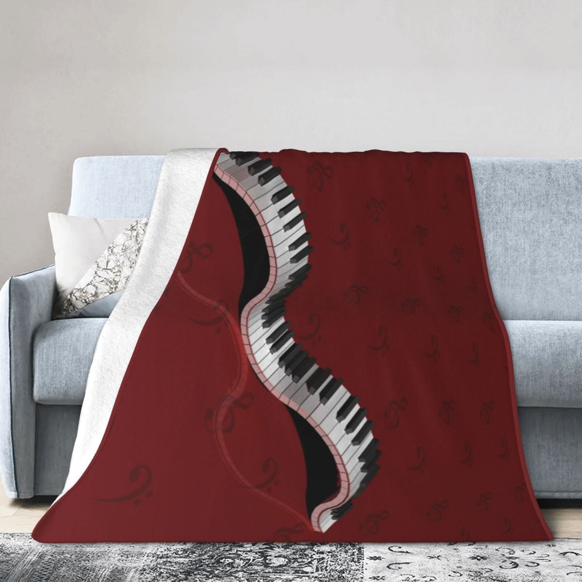 ZICANCN Anti-Pilling Flannel Bed Throw Blankets Piano Keyboard Wavy ...
