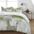 4 Piece Duvet Cover Set Cal king, Green Color Block Gray Gradient Soft ...