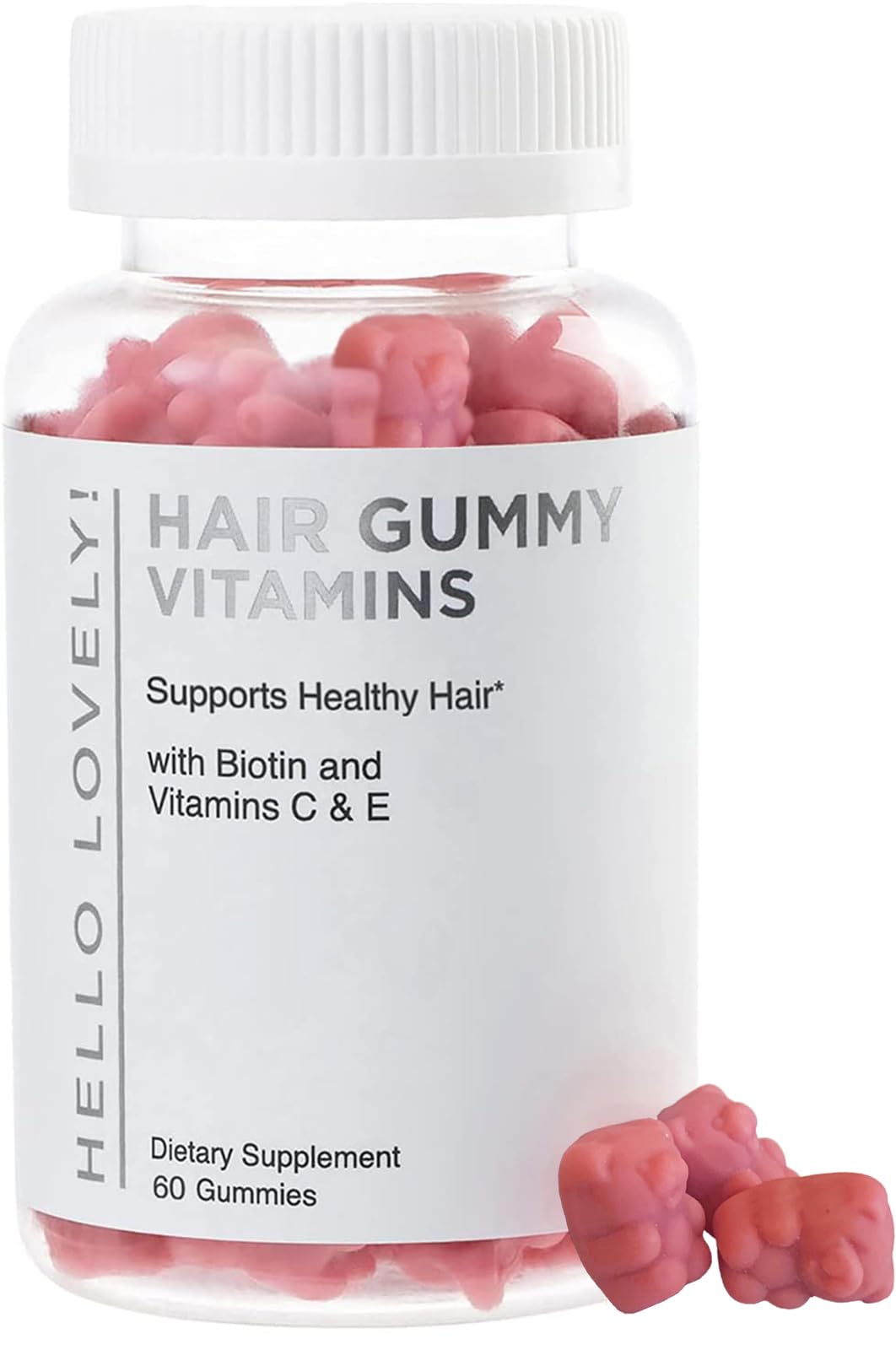 Hello Lovely! Hair Vitamins Gummies with Biotin 5000 mcg Vitamin E & C ...
