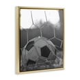 Stupell Industries Soccer Goal Score Gold Framed Floater Canvas Wall ...