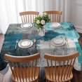 Abstract Teal Gray Color Block Table Cloth 52x70in, Waterproof ...